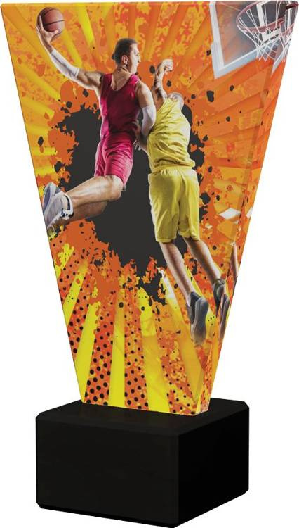 Kolorowe trofeum szklane na podstawie marmurowej - KOSZYKÓWKA hurtownia ...